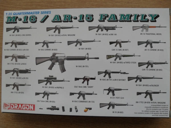 DRAGON 1/35 3801 M-16/AR-15 FAMILY Military Model Kit