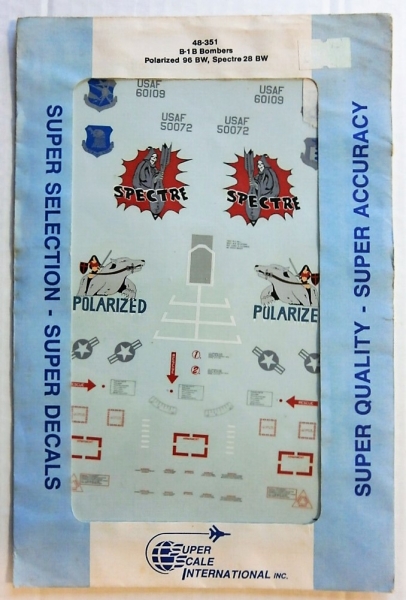 SUPER SCALE INTERNATIONAL 1/48 752. 48351 B-1 B BOMBERS POLARIZED 96 BW ...