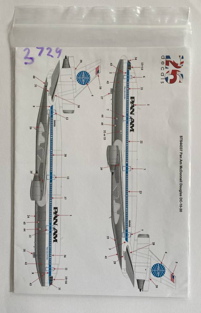 2729 STS44337 26 DECALS PAN AM MCDONNELL DOUGLAS DC- 10-30