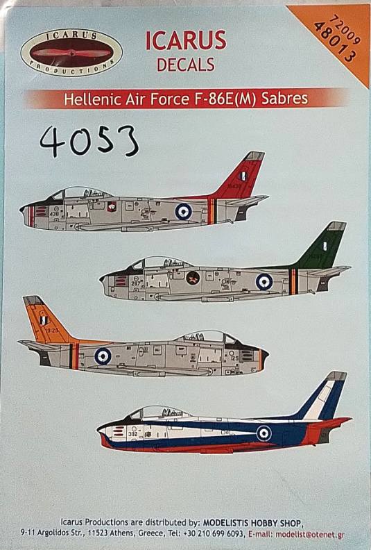 4053 48013 ICARUS HELLENIC AIR FORCE F-86E(M) SABRES