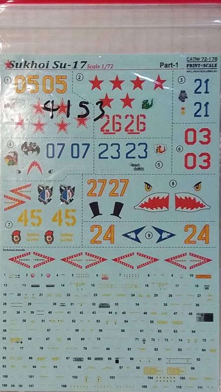 Discount Decals 4153 Print Scale No. 72-178 Sukhoi Su-17 Model Kit ...