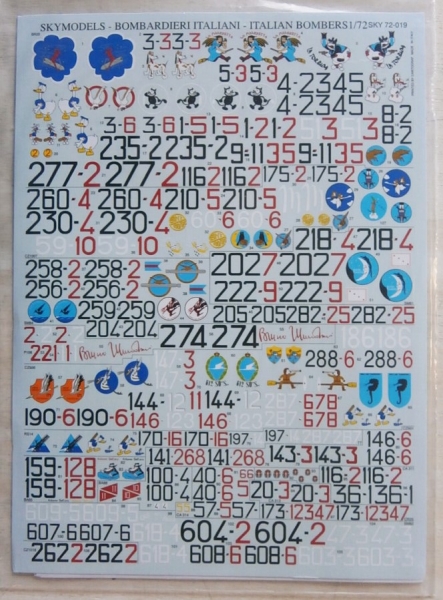 SKY MODELS 1/72 621. 72019 ITALIAN BOMBERS Decals