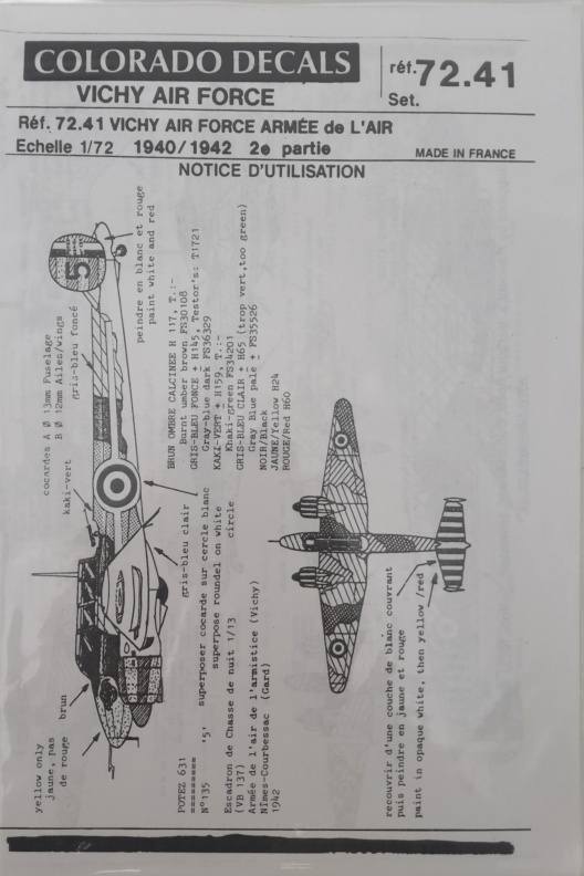 4985 72.41 Vichy Air Force Armée De L'air 1940/1942 (part 2) Colorado ...