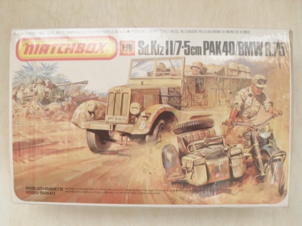 MATCHBOX 1/76 PK-171 Sd.Kfz 11 & GUN & MOTORCYCLE Military Model Kit