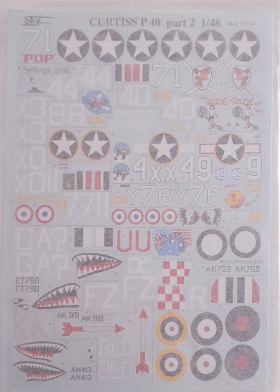 5103 SKY 48 035 Curtiss P-40 Part 2 Decal Set (Sky Models)