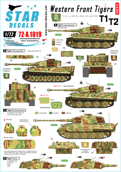 72-A1019 Western Front Tigers # 1. 1. Komp./ s.SS.Pz-Abt. 101/501 Tiger ...