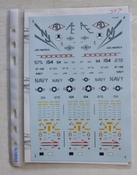MICROSCALE 1/72 397. 72-438 F-14A VF-102 Model Kit Decals