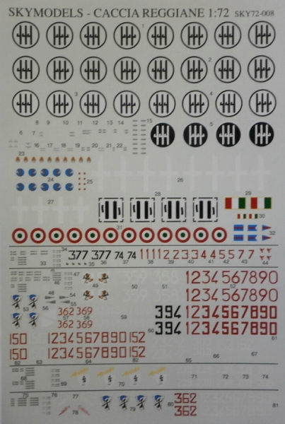 SKY MODELS 1/72 1024. 72008 CACCIA REGGAINE Decals