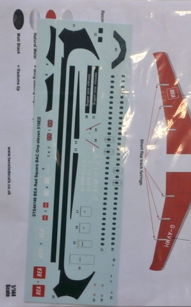 0 1/144 1267. 44146 BEA RED SQUARE BAC 1-11-510ED SUPER ONE-ELEVEN Decals