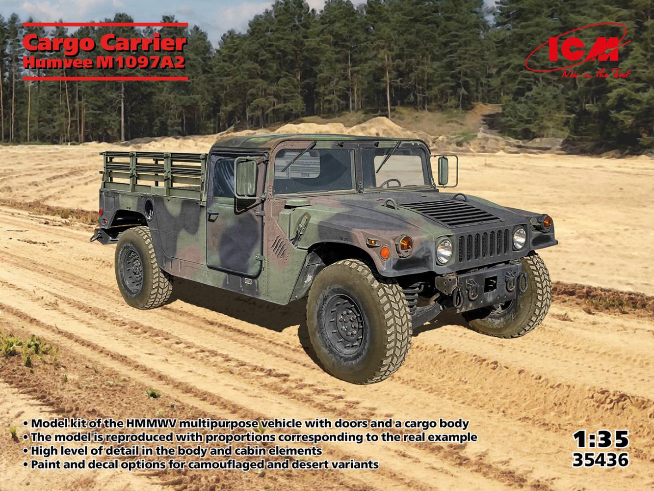 Icm 35436 Humvee M1097a2 Cargo Carrier Model Kit | Military Model Kits