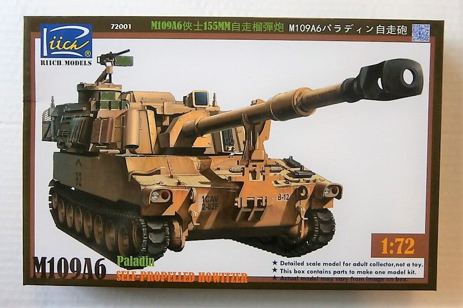 Riich 72001 M109a6 Paladin Self Propelled Howitzer Military Model Kit