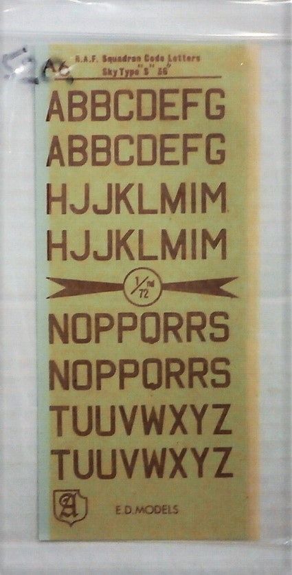 Almark 1520. A6 Raf Squadron Code Letters Sky Type S 36 Model Kit