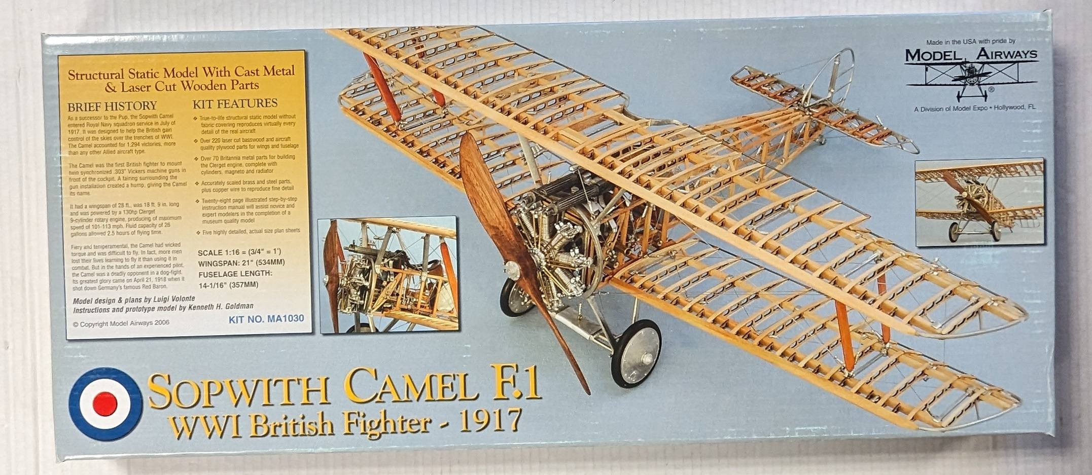 1030 SOPWITH CAMEL F.1 WWI BRITISH FIGHTER 1917
