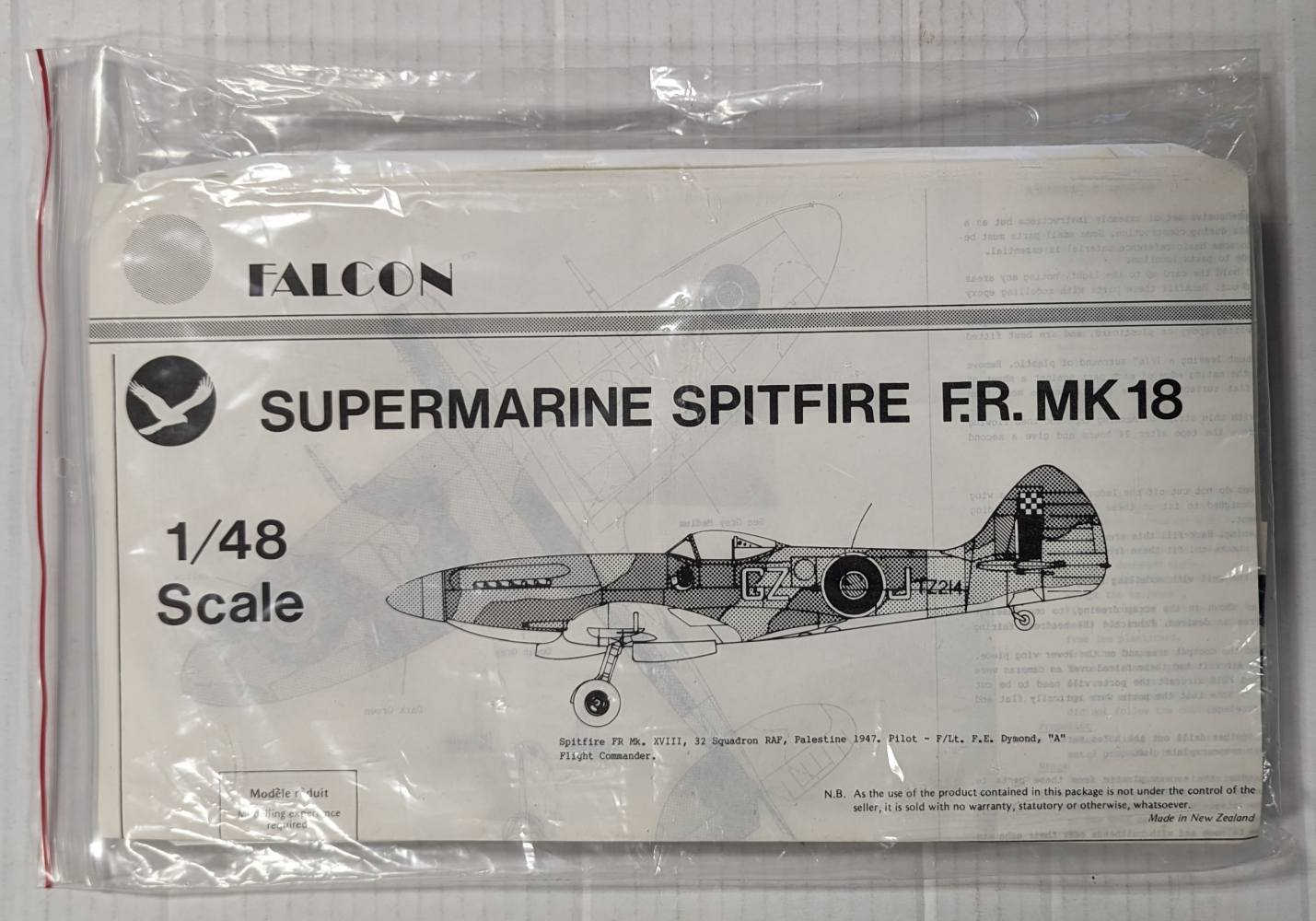 Falcon Supermarine Spitfire F.r.mk 18 Model Kit | Aircraft Model Kits
