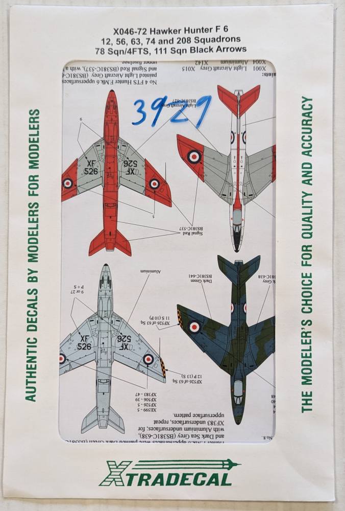 3929. X046-72 HAWKER HUNTER F 6