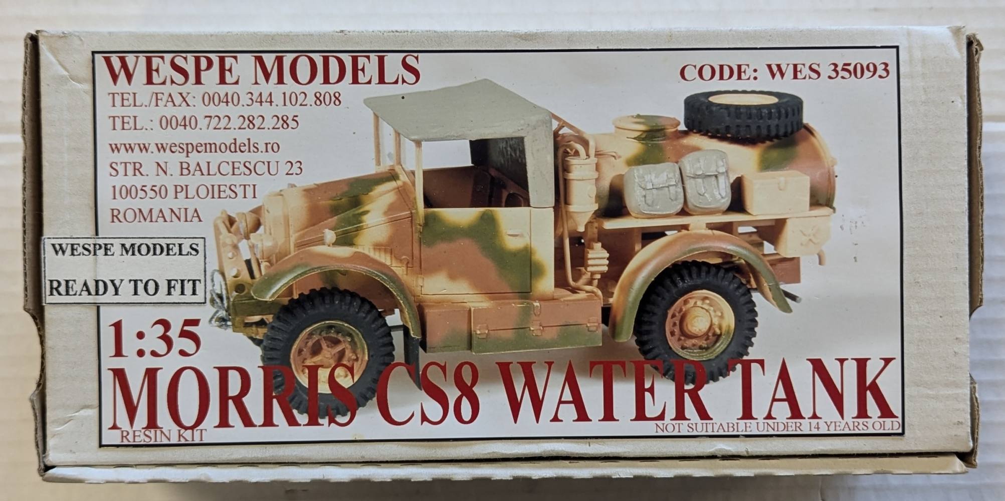 Wespe Models 35093 Morris Cs8 Water Tank Model Kit | Military Model Kits