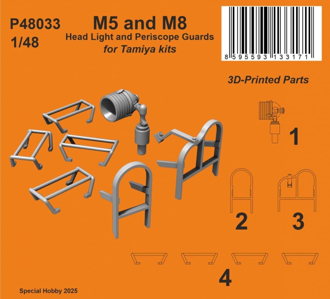 P48033 M5 & M8 HEAD LIGHT AND PERISCOPE GUARDS FOR TAMIYA KITS