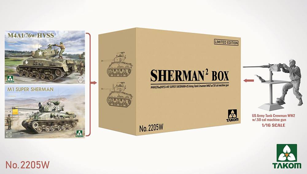 Takom 2205w Sherman Big Box Limited Edition Model Kit | Military Model Kits