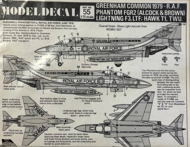 4430 Set No 55 Model Decal Greenham Common1979- Raf Phantom Fgr2 ...