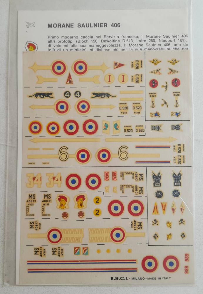 MS-406-C1 MORANE SAULNIER 406 DECAL SHEET E.S.C.I.