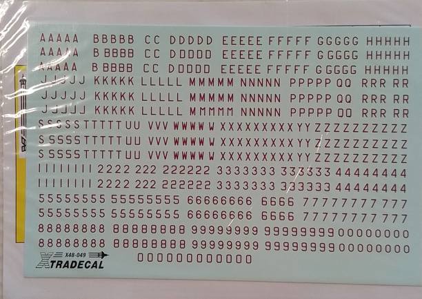 4670 X48049 XTRADECAL RAF WWII BOMBER SERIAL LETTERS AND NUMBERS 8" RED